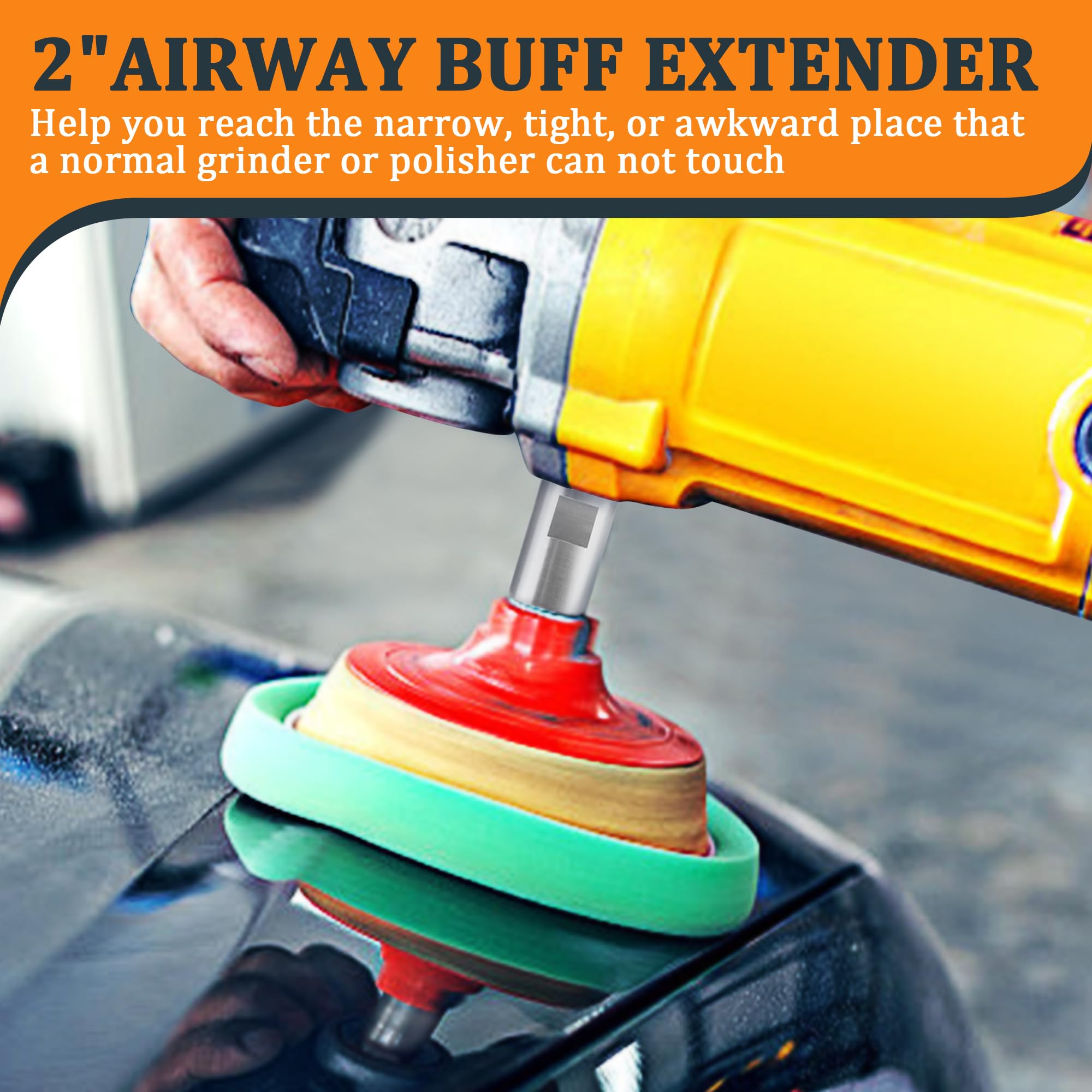 Airway Buff Extender, 2ββ Aluminum Airway Buffing Wheel Extension Shaft for Aluminum Wheel Polishing Kit, Angle Grinder Extension Rod, Buffing Machine Accessories