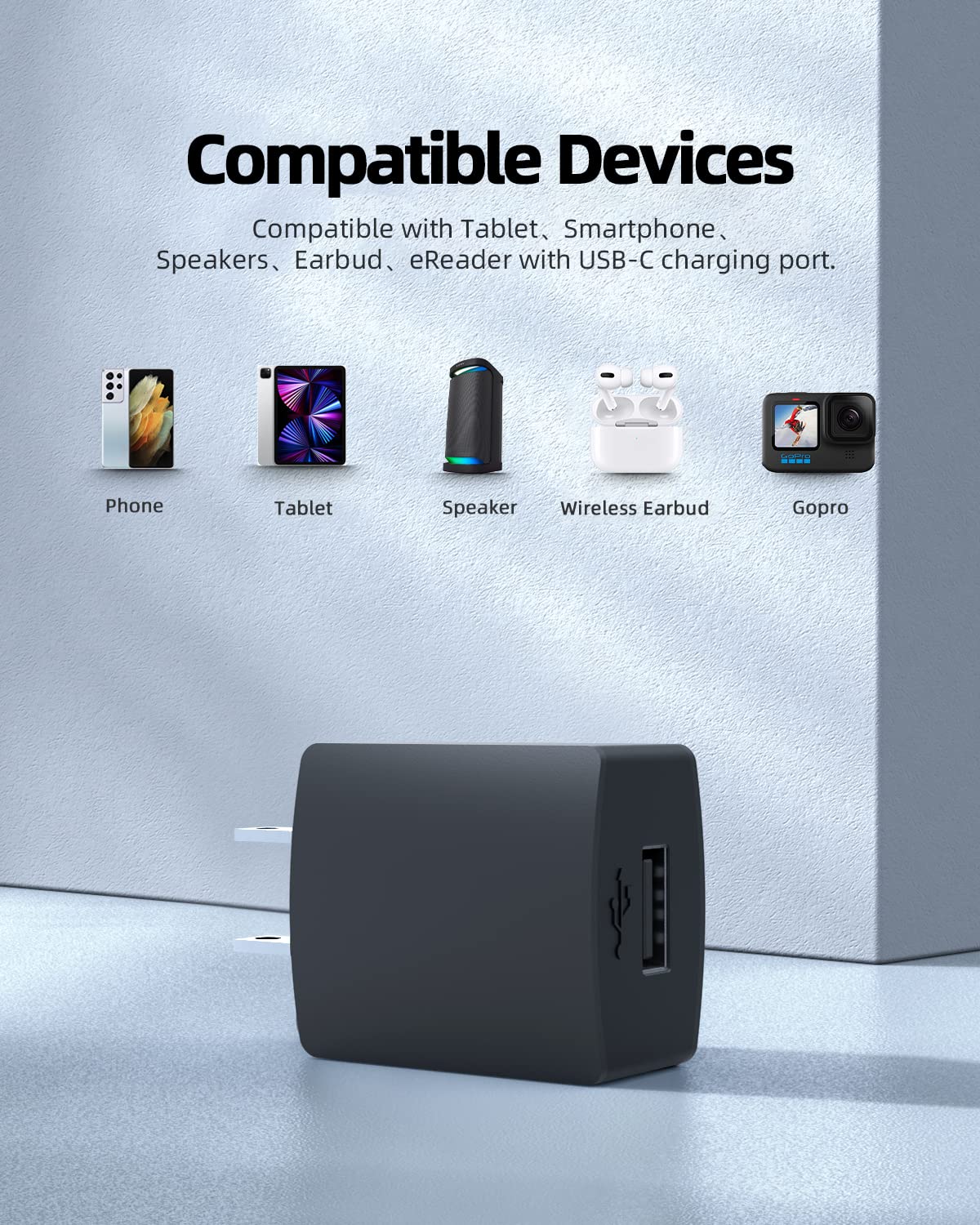 USB C AC Charger Fit for Samsung Earbuds Galaxy Buds+ SM-R175,Galaxy Buds SM-R170, Galaxy Buds Live SM-R180, AKG N700NC,Treblab Hd-Max Wireless Bluetooth Earbuds Power Cord Adapter Supply