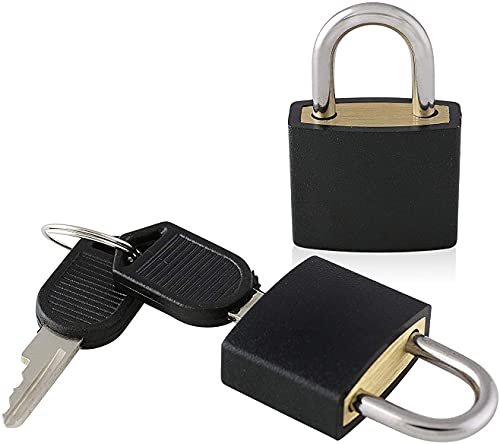 3 Pc Metal Padlock Solid Brass Luggage, Backpack, Diary, Jewelry Box, Crafts, School Teaching Lock with Key and Durable Cover (Small, Navy Blue)