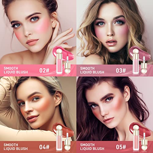 5 Pcs Liquid Blush For Cheeks Set, Greyghost Lightweight Cream Blush, Long-lasting Liquid Blush, Velvet Makeup Blush, Natural Matte Finish Soft Cream Blush Makeup (#01-#05)