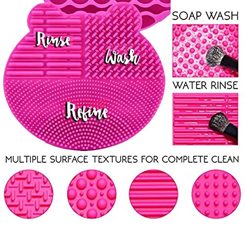 Makeup Brush Cleaning Mat,2 in 1 Makeup Brush Holder for Washing and Holder, Silicone Scrubber Pad for Drying Rack Cosmetic Clean Tools, 1 Pack
