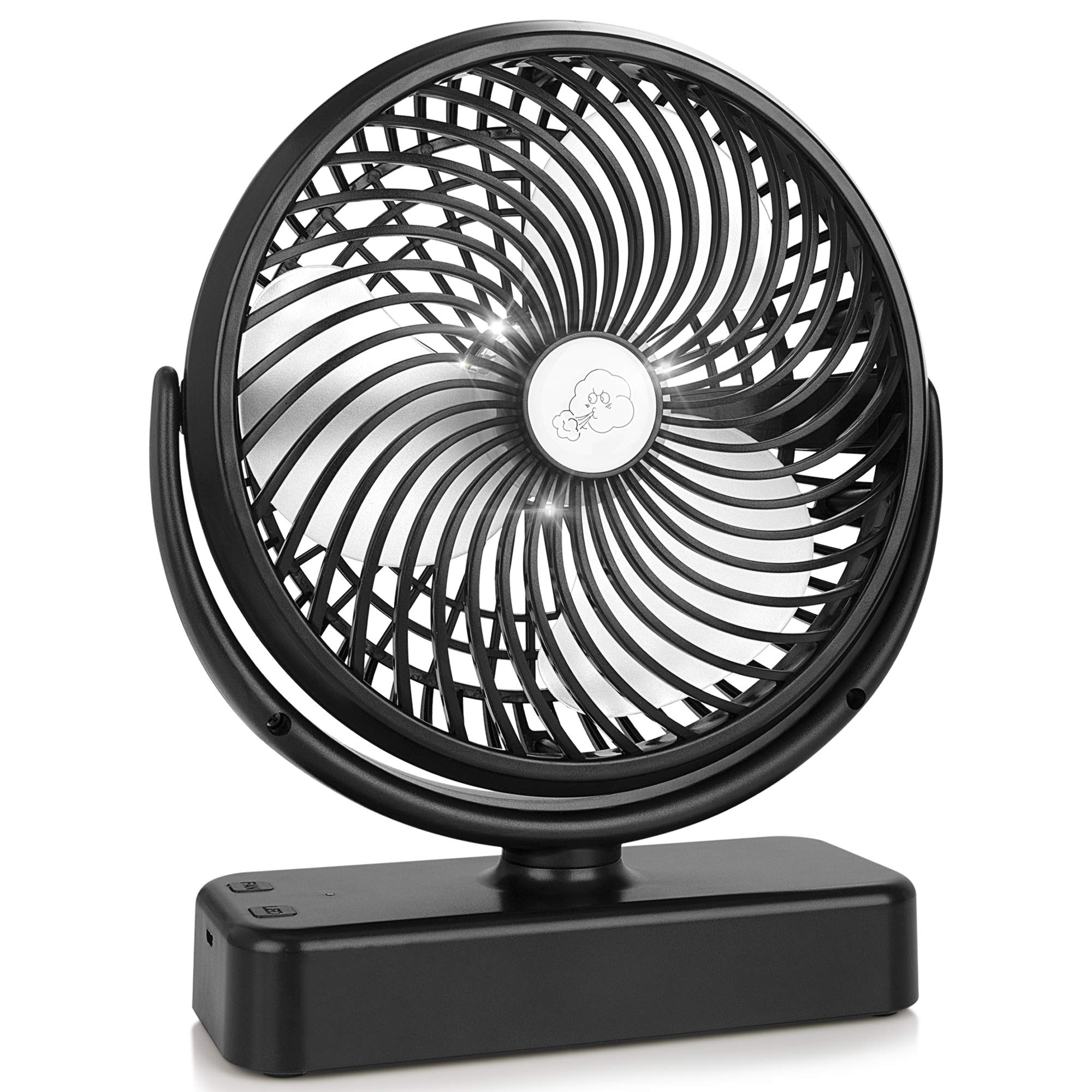 7-Inch Desk Fan, USB Operated Desktop Fan With 3 Speeds, Hanging Hook, LED Lantern, Table Cooling Fan for Home Office and More