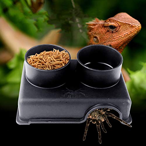 POPETPOP Panda Bear Stuffed Animal Reptile Hideaway,3-in-1 Reptile Hide with Water and Food Bowls-Reptile Dish Plastic for Snake Spider Lizard Scorpion Observation Box Stuffed Animals