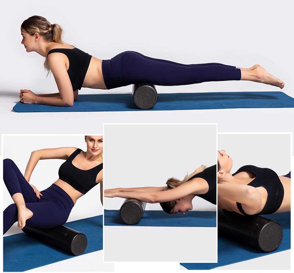 3Sizes Pilates Foam Roller Black Yoga Foam Roller Exercise Equipment Massage Roller Body for Women Men,60cm