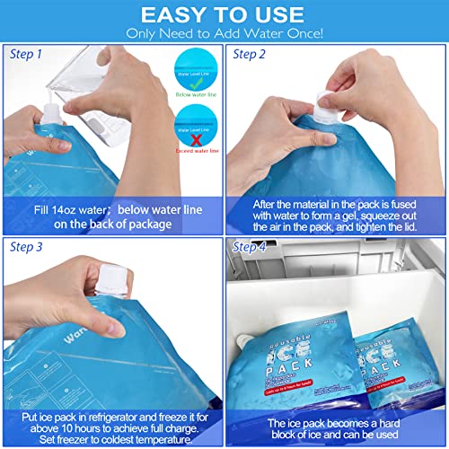 5-Packs Bulk Reusable ice Pack for Cooler Lunch Bags Lunchbox Cooler Backpacks Long Lasting Freezer Packs Cooler Accessories (for Lunchbox 7.5 x 6.5 inch)