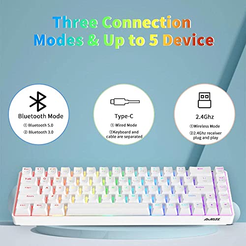 NACODEX 68 Key 65% Hot swappable Mechanical Keyboard, 2.4G Wireless/Bluetooth/Wired RGB Backlit Keyboard, 1900mAh Programmable Keyboard for Win/Mac/Gaming, Linear Red Switch