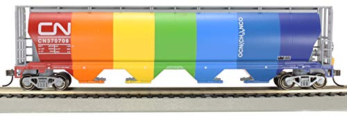 Bachmann Trains - Canadian 4-Bay Cylindrical Grain Hopper with Flashing End of Train Device - Canadian National Demonstrator - HO Scale, 73805