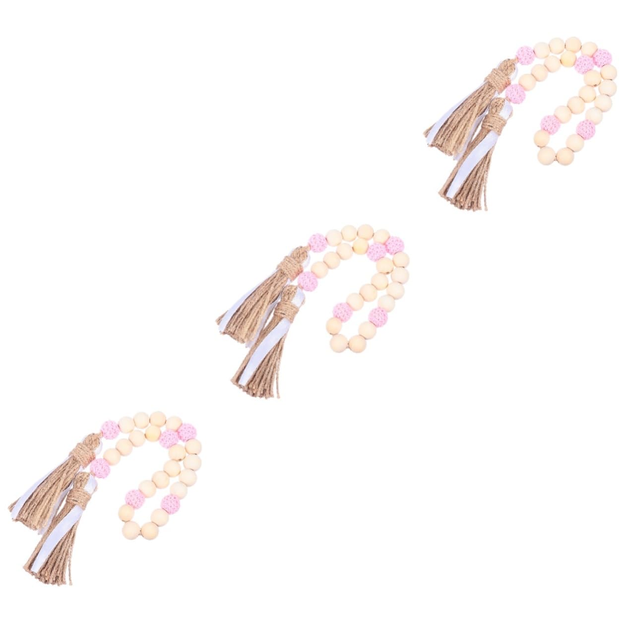 3 Pcs Twine Tassel Beads Home Crafts Home Adornment Indoor Ornaments Home Decor Rustic Wall Decor Wooden Beads Garland Wooden Bead Decor Hanging Decor Hanging Bead