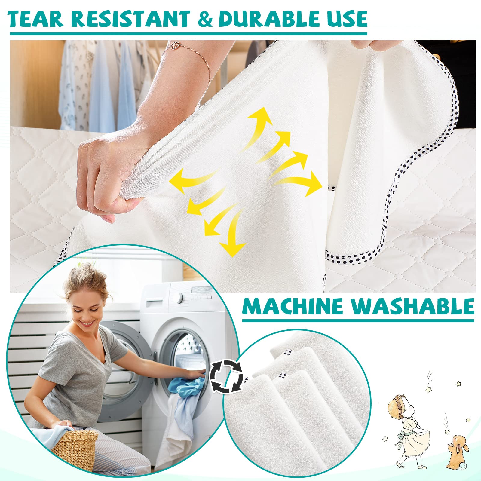 24 Pcs White Waterproof Changing Pad Liners Portable Reusable Changing Pad Liners Soft Flannel Cotton Baby Diaper Changing Table Pads for Newborn Boys Girls 12 x 23 Inch
