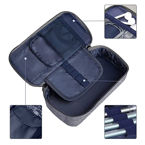 TTVALLEY Office Pencil Case School Pen Case Oxford Stationery Box for Desk Supplies Organization Grey