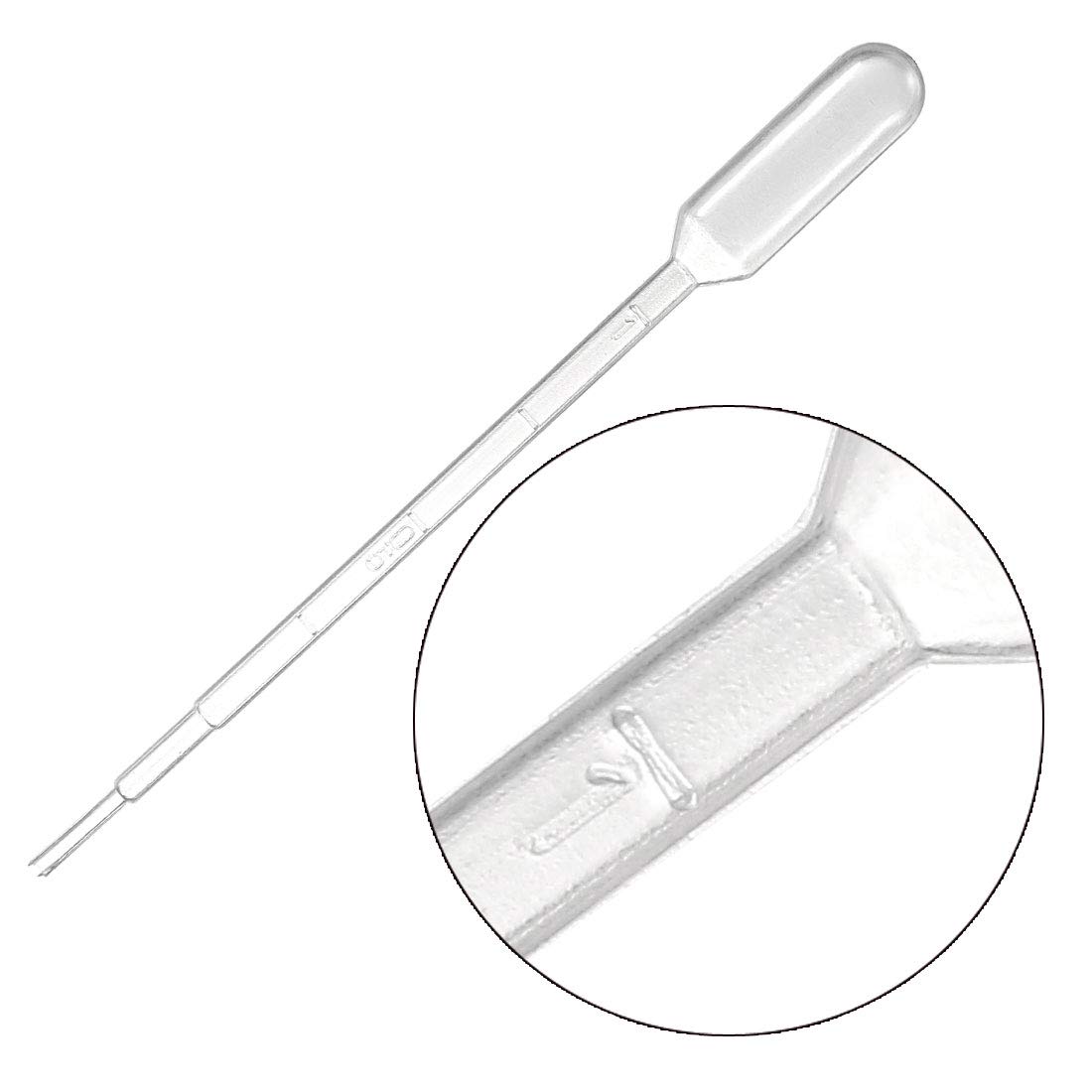 uxcell 50 Pcs Plastic Disposable Pipettes 1ml, Clear Graduated Transfer Pipettes, 144mm Length, Liquid Dropper for Lab