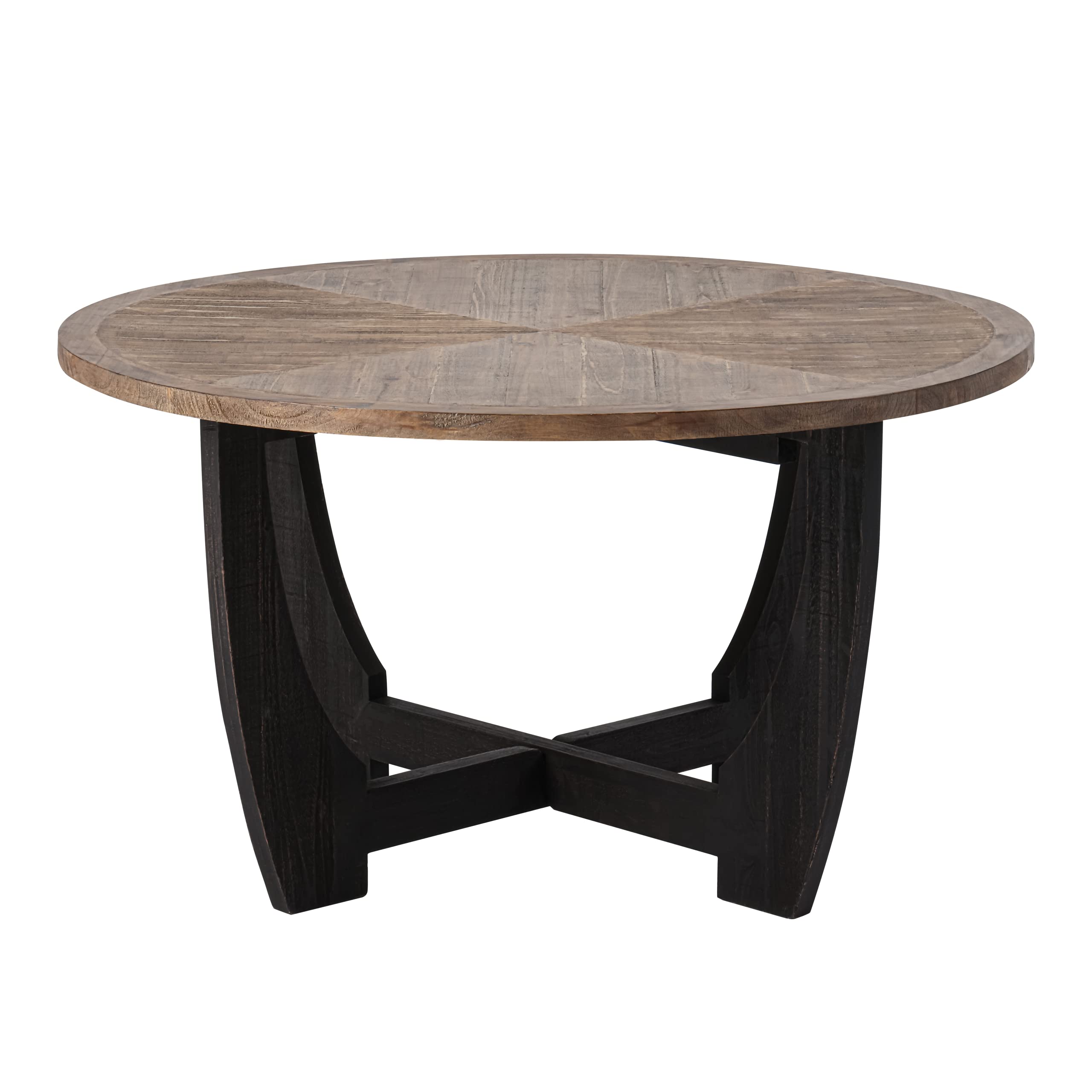 COZAYH Rustic Farmhouse End Table -2P, French Country Accent Side Table for Family, Dinning or Living Room, Small Spaces, Modern, Round, Black End Table