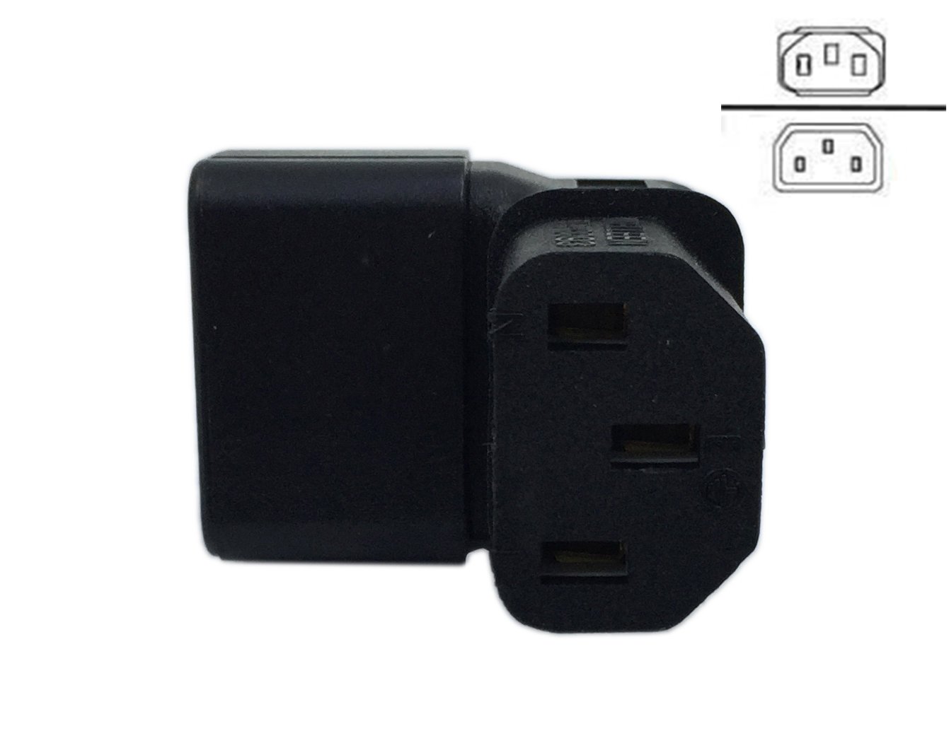 CERRXIAN Down Angle IEC 320 C14 3 Pin Male to C13 Female PDU PSU UPS Power Extension Adapter Receptacle for LCD LED TV Wall Mount