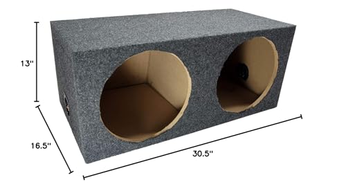 American Sound Connection Car Audio Dual 12" Sealed Subwoofer Rear Angle Sub Box Enclosure 5/8" MDF Wood