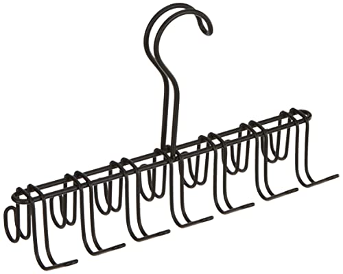 iDesign Classico Metal 14-Hook Closet Organizer Rack for Ties, Belts, Hats, Purses, and More, 10.25" x 3.75" x 6.75", Matte Black