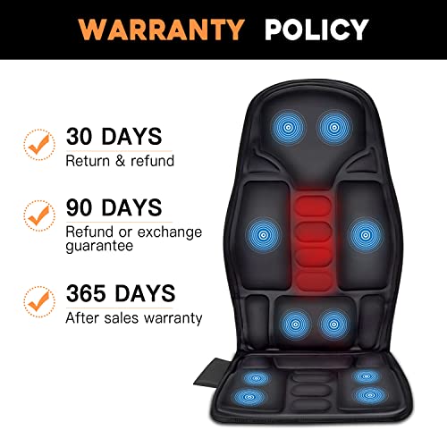 Back Massager Chair Pad with Heat, Vibration Massage Seat Cushion with 10 Vibration Nodes, Massage Chair Pad for Office and Home, Release Back Pain, Stress and Fatigue