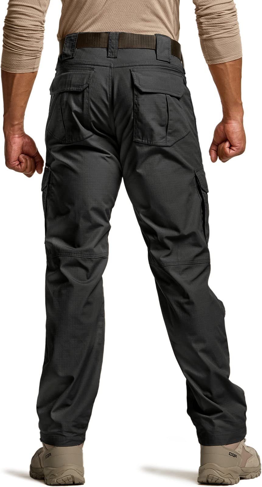 CQR Men's Tactical Pants, Water Resistant Ripstop Cargo Pants, Lightweight EDC Hiking Work Pants, Outdoor Apparel, Duratex Mag Pocket Black, 38W x 32L