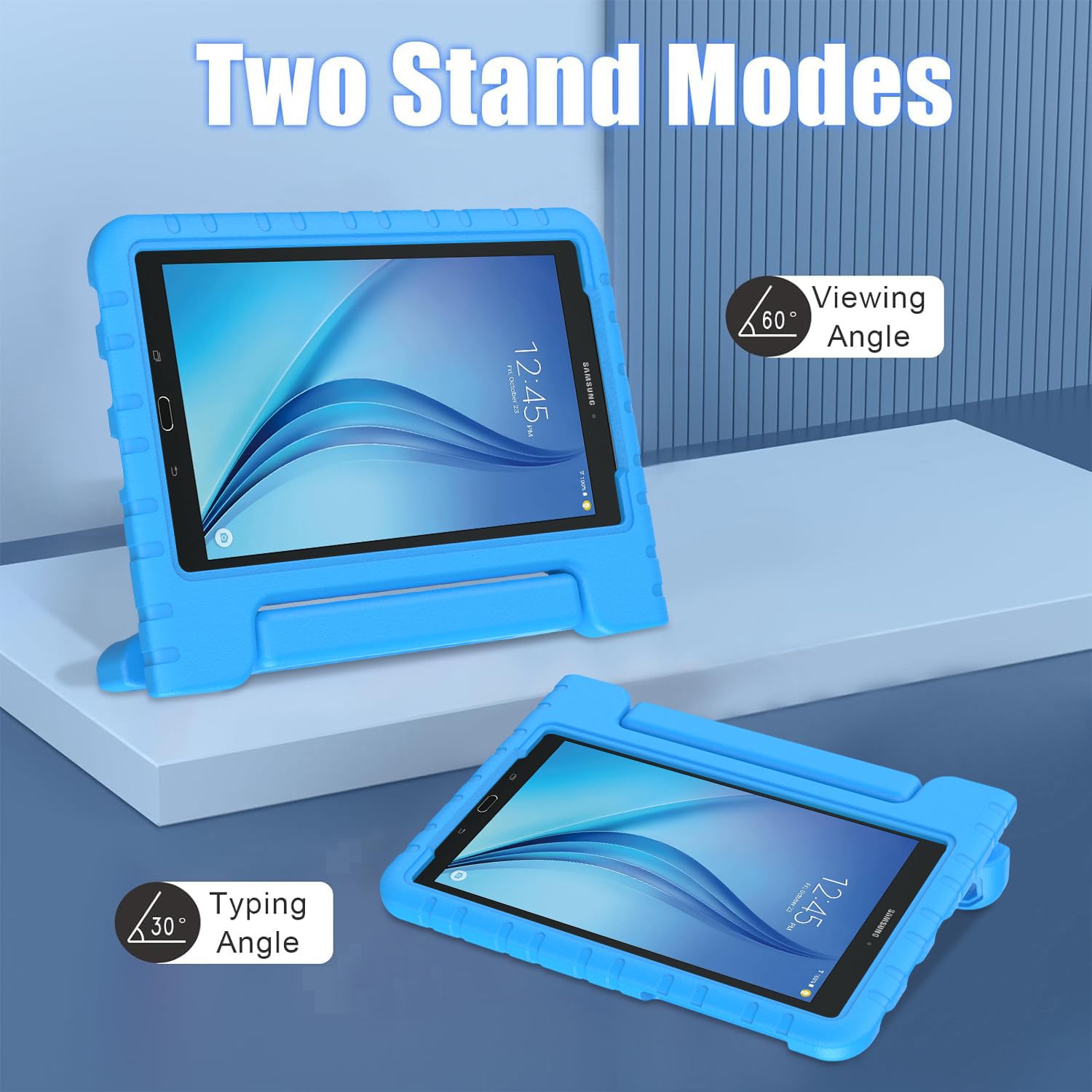 BMOUO Kids Case for Samsung Galaxy Tab E 8.0 inch - EVA Shockproof Case Light Weight Kids Case Super Protection Cover Handle Stand Case for Kids Children for Samsung Galaxy TabE 8-inch Tablet - Blue