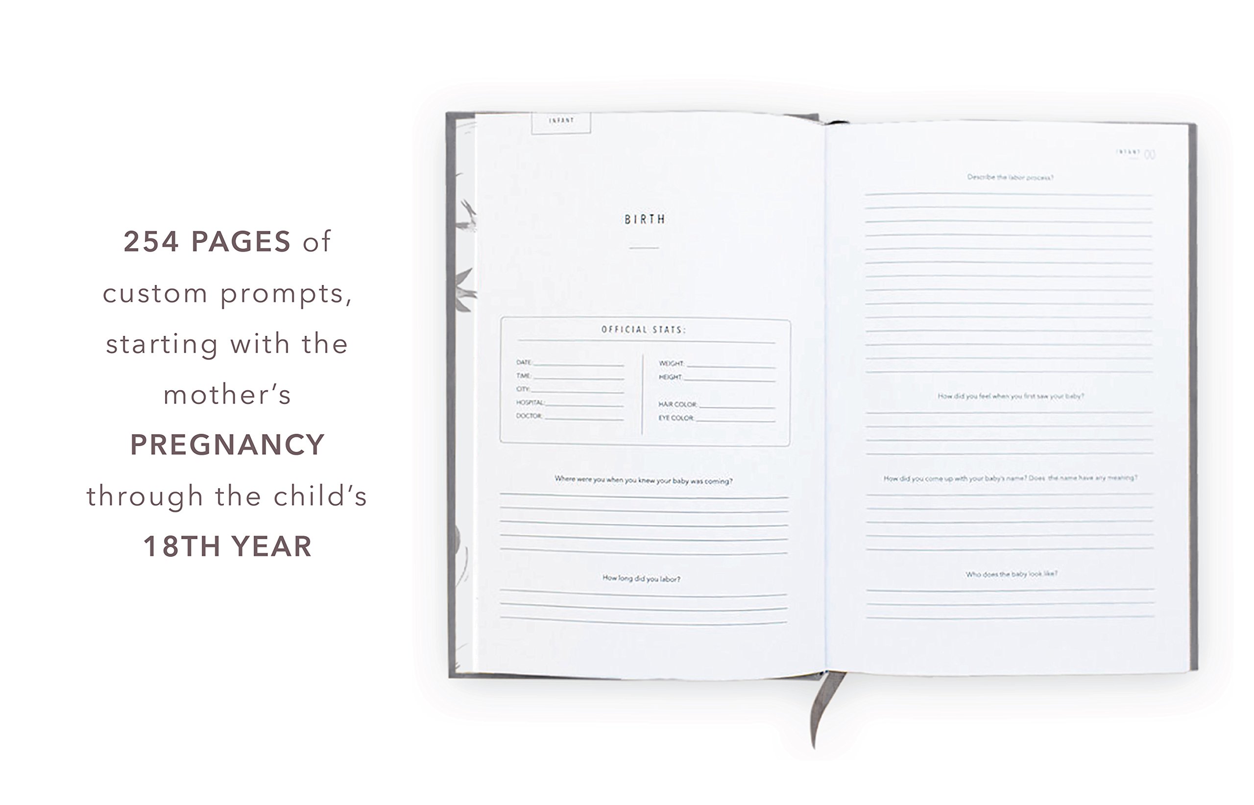 Promptly Journals, A Complete Childhood History: From Pregnancy to 18 Years Old (Navy Blue, Linen) | Baby Book and Pregnancy Journal | Baby Memory Book