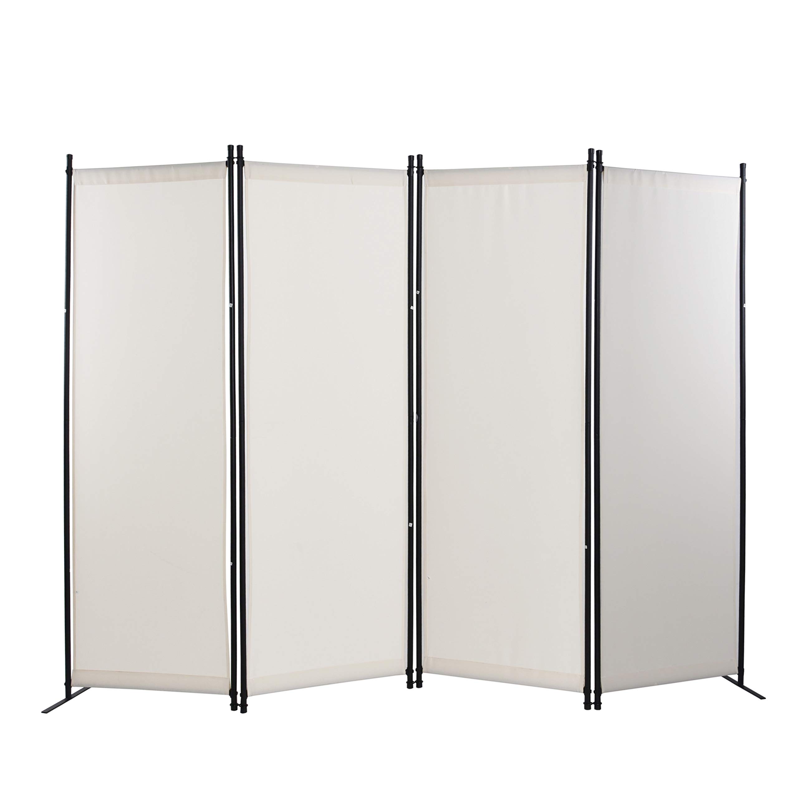 4 Panel Room Divider Privacy Screens Home Office Accents Folding Steel Frame White (White)