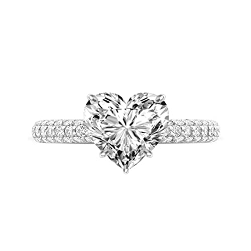 4 CT Heart Colorless Moissanite Engagement Ring 925 Sterling Silver, 10K 14K 18K Solid Gold Wedding Band Eternity Solitaire Ring Vintage Antique, Anniversary, Promise Gift Her (cubic-zirconia)