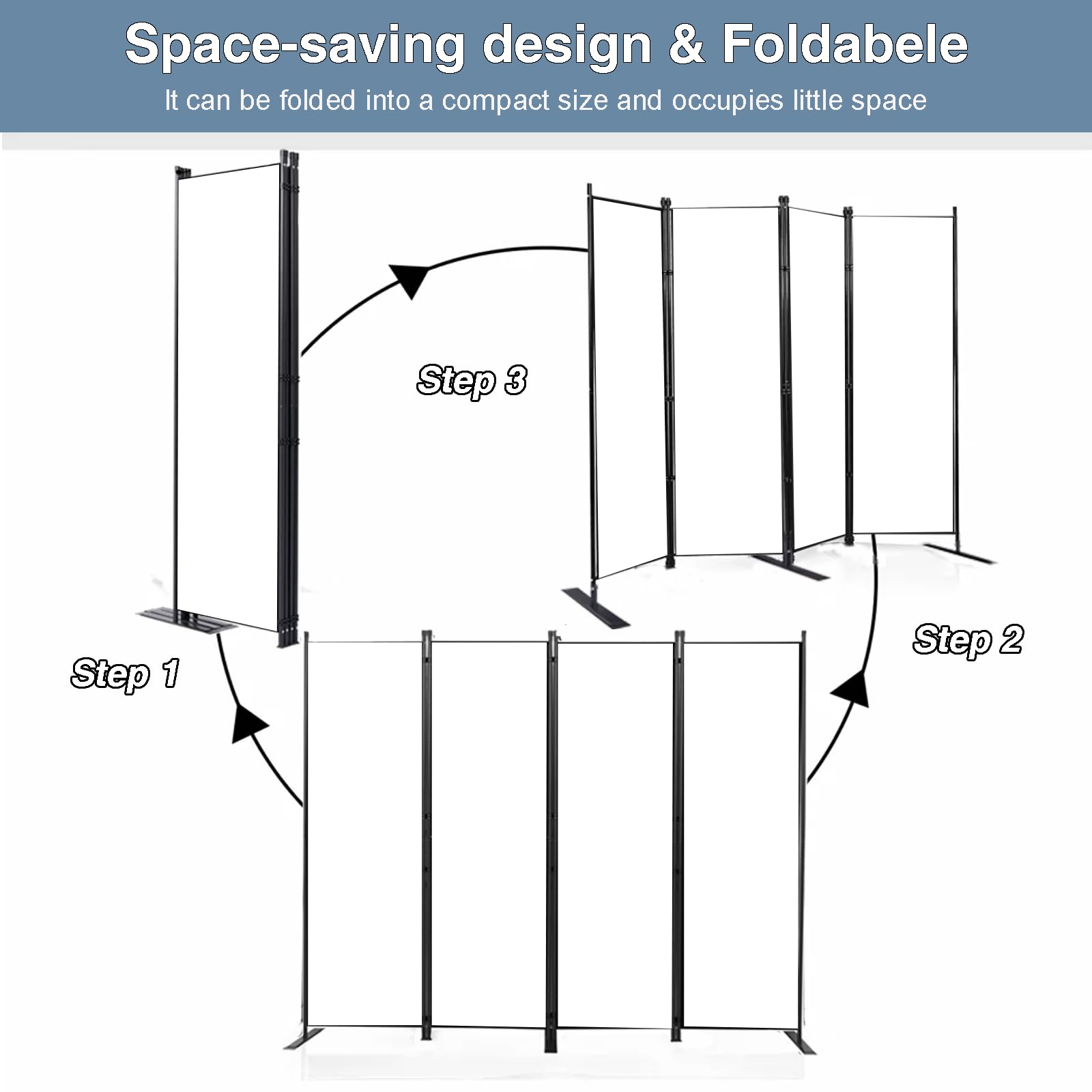 4 Panel Room Divider, Folding Privacy Screen Wall Divider for Room Separation, Freestanding Room Partitions for Home Office Dorm Decor 84”W×67”H, White