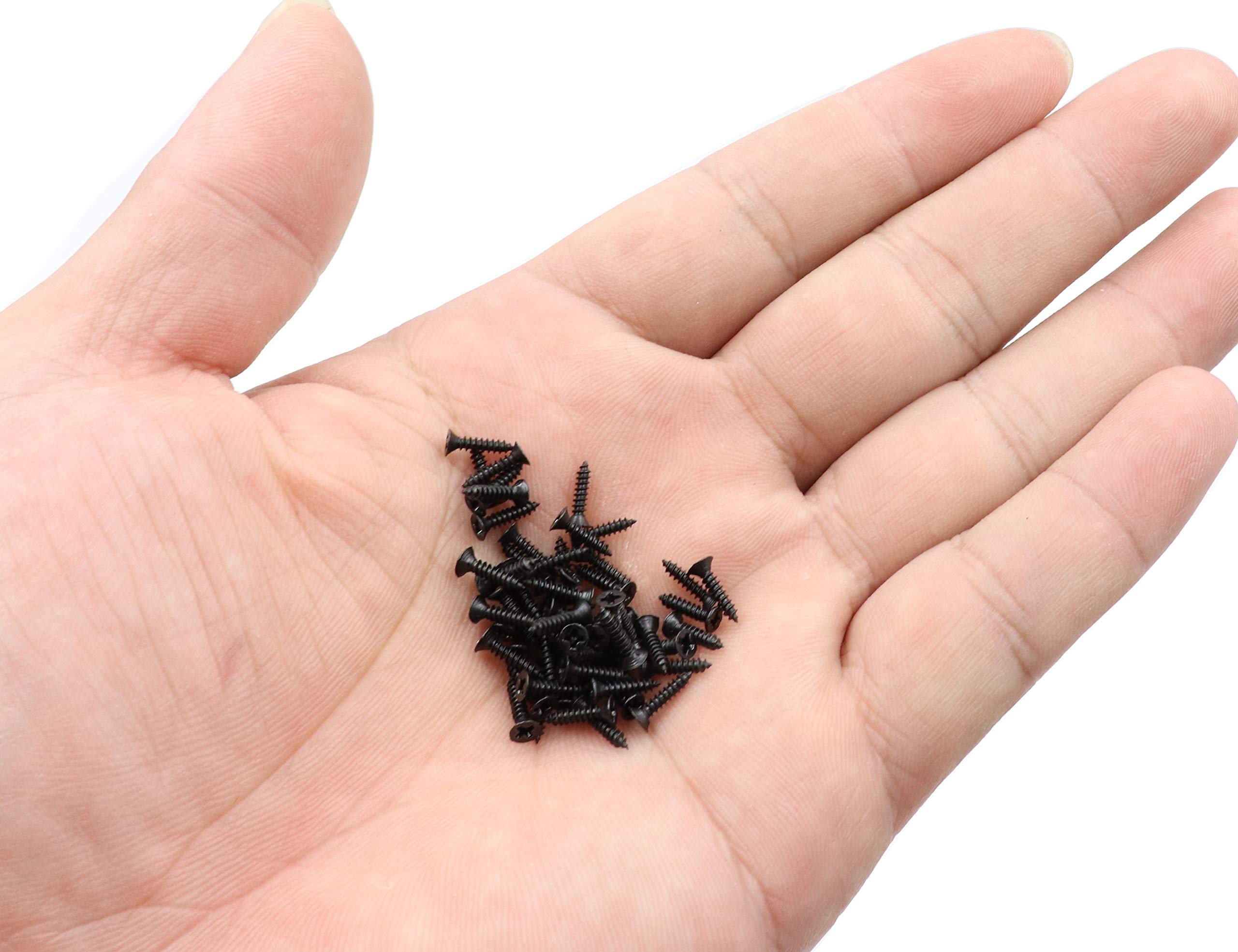 LBY 900pcs M1.7 M2 M2.3 x 5mm / 8mm/ 12mm Flat Head Self-Tapping Sheetmetal Screw Assortment Kit Mini Wood Screws 9 Sizes Combination Carbon Steel Black