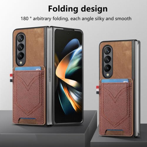 Case for Samsung Galaxy Z Fold 3 5G,Retro PU Leather Dustproof Fall Protection Shockproof Case Cover with Card Slot Compatible with Samsung Galaxy Z Fold 3 5G(Brown)