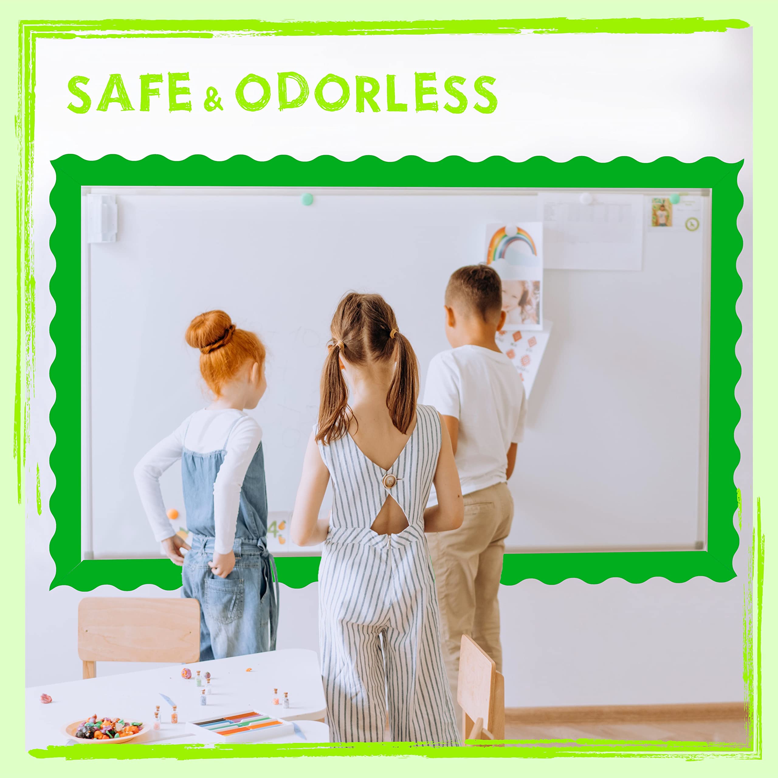 6 Rolls Bulletin Board Borders, 240Ft Scalloped Rolled Border Trim with Wavy Line Design Yellow, Green, Red, Blue, Black, White Decoration for School, Classroom & Offices, 40Ft per Roll