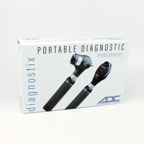 ADC Portable Diagnostic Set Plug-in Rechargeable, with PMV Otoscope and Coax Ophthalmoscope, LED Lamps, 3.5V, Hard Case, Diagnostix 5480L