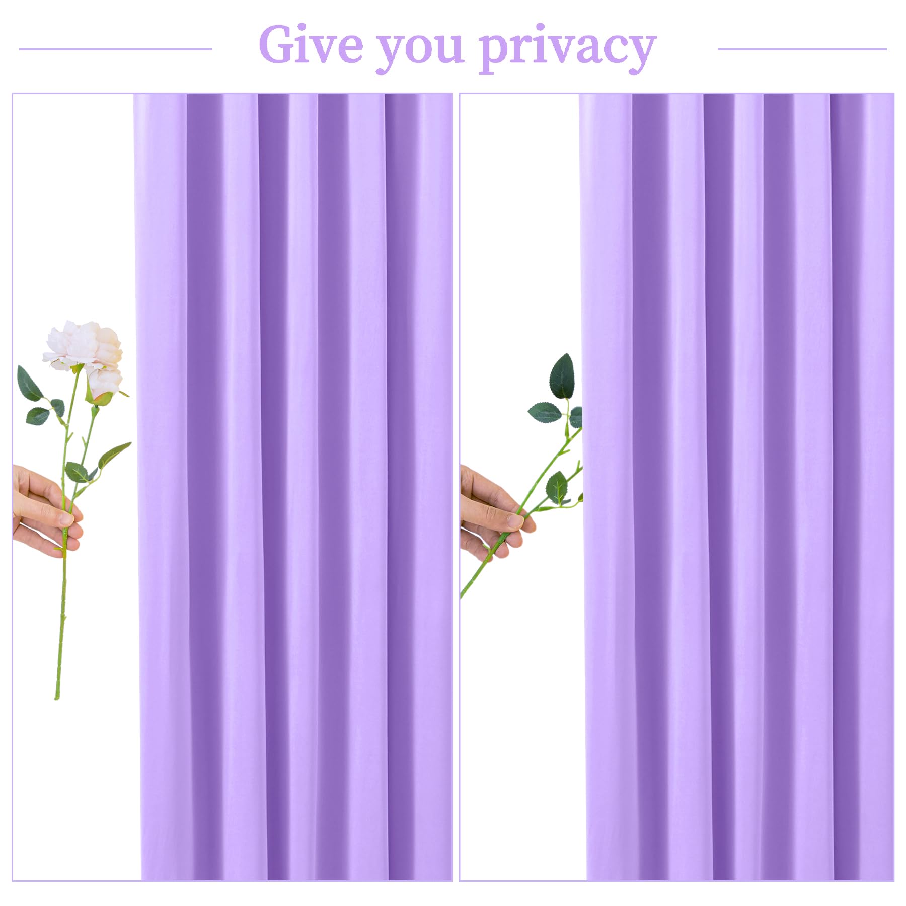 4 Panels Lavender Backdrop Curtain for Parties Wedding Wrinkle Free Light Purple Photo Curtains Backdrop Drapes Fabric Decoration for Baby Shower Photoshoot 20ft(W) x 10ft(H)