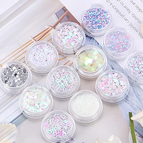 Craft Glitter Sequin, High Flash Glitter Sequins Set for Homemade Cards (White)