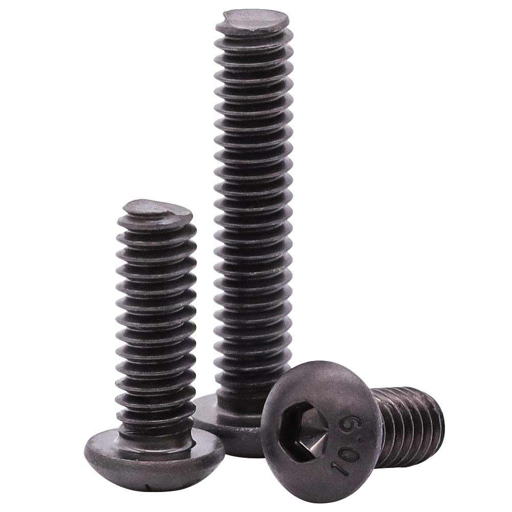 M6 x 35mm (25 pcs) Button Head Socket Cap Screws Bolts, Grade 10.9 Alloy Steel, Black Oxide Finish, Full Machine Thread
