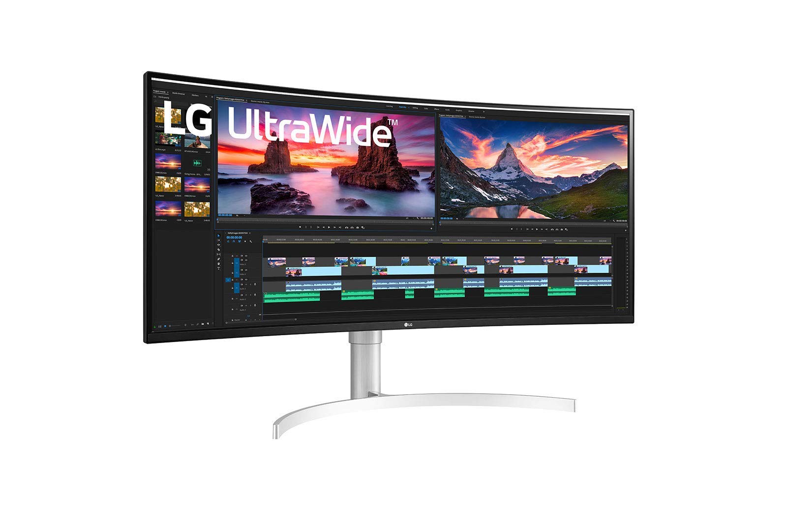 LG 38BN95C-W 38 Inch UltraWide QHD+ IPS Curved Monitor with Thunderbolt 3 Connectivity, White/Silver (Renewed)