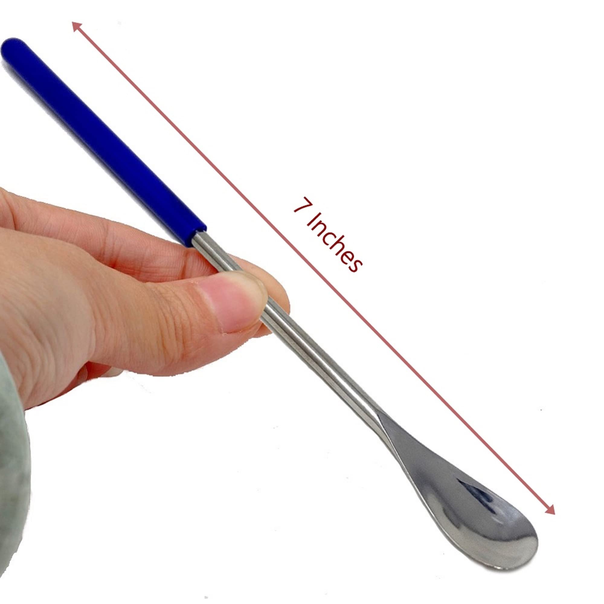 Vinyl Grip Stainless Steel Micro Lab Laboratory Flat Spoon Weighing Spatula Sampler (7 inch)