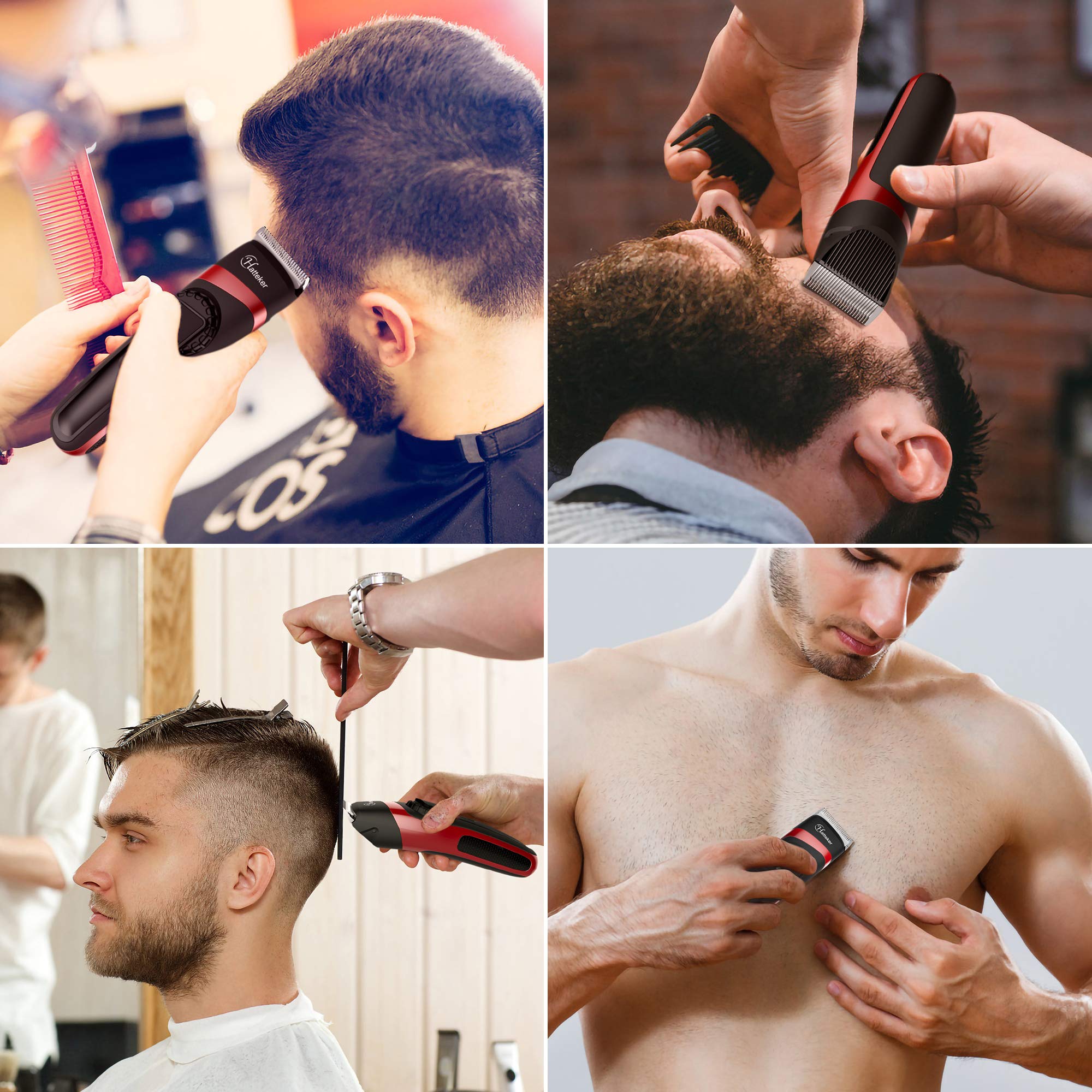 HATTEKER Hair Clippers for Men Cordless Hair Trimmer Professional Men's Beard Trimmer Waterproof Hair Cutting Kit with Fine Adjustment Wet/Dry