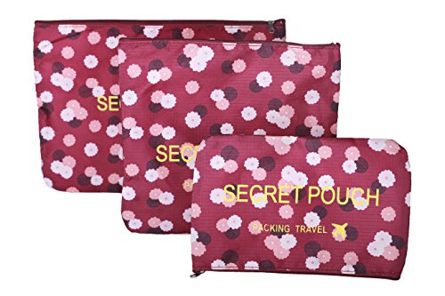 6 sets travel Organizers Packing Cubes Luggage Organizers Compression Pouches (Wine Daisy)