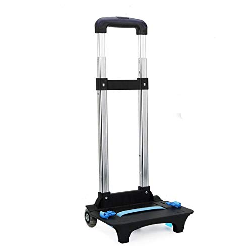 Backpack Hand Truck Wheeled Cart Trolley Hand Aluminium Alloy Folding Trolley Cart for Schoolbag/Backpack (Black with Two Wheels)