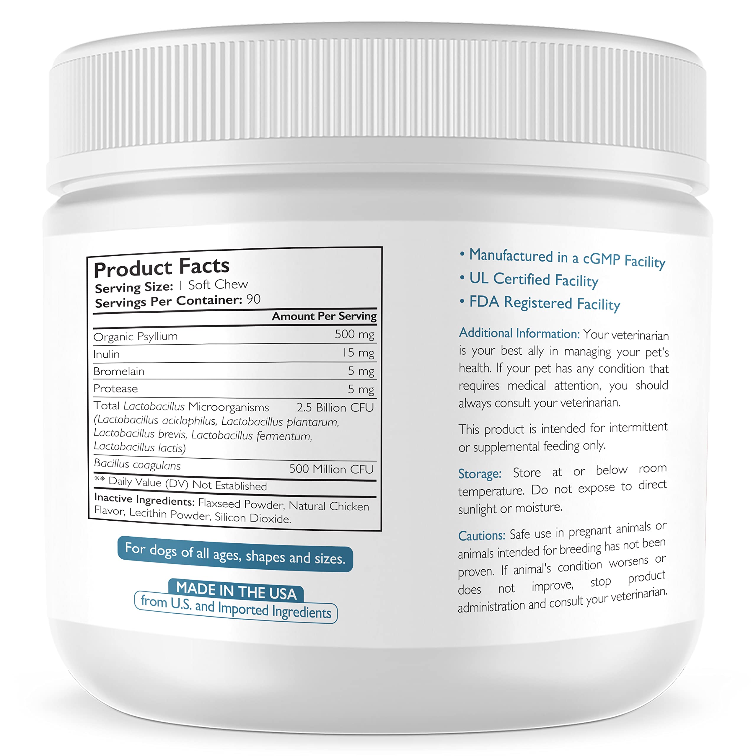 Nutrition Strength Psyllium for Dogs Complex to Promote Your Pet's Gut Health, Stimulate Healthy Digestion, Support Normal Bowel Function, with Psyllium + Inulin, Bromelain & Protease, 90 Soft Chews