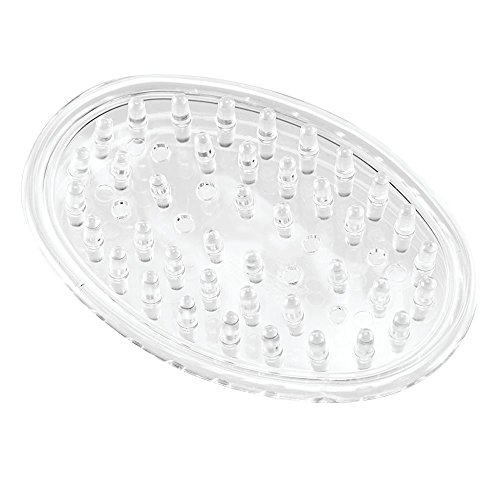 iDesign Plastic Soap Dish, Soap Saver, and Kitchen Sponge Holder - Set of 3, 0.75β x 3.25β x 4.75β, Clear