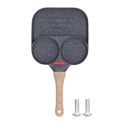 Nonstick Ceramic Frying Pan, Egg Frying Pan Heat Sensitive Silicone Aluminium Pancake Frying Pan with Comfortable Handle for Gas Stove and Induction Cookware (3 Holes)