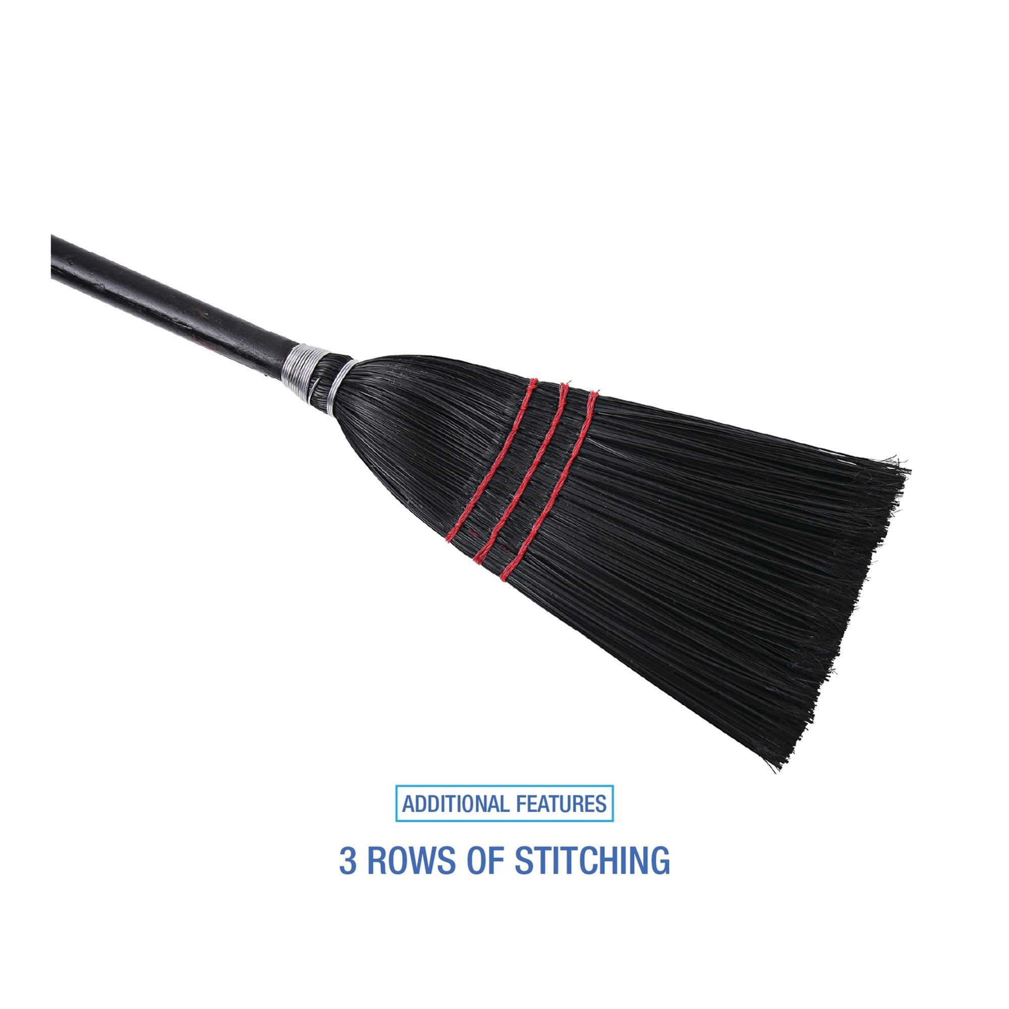 Boardwalk BWK951BP Flag Tipped Poly Bristle 37 in. - 38 in. Length Lobby Broom - Natural/Black (1 Dozen)