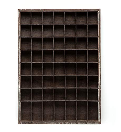 J JACKCUBE DESIGN - Rustic Wood Shot Glasses Display Case 56 Compartments Wall Mount Pint glass Shadow box Bar Cabinet Collection Freestanding - MK524A