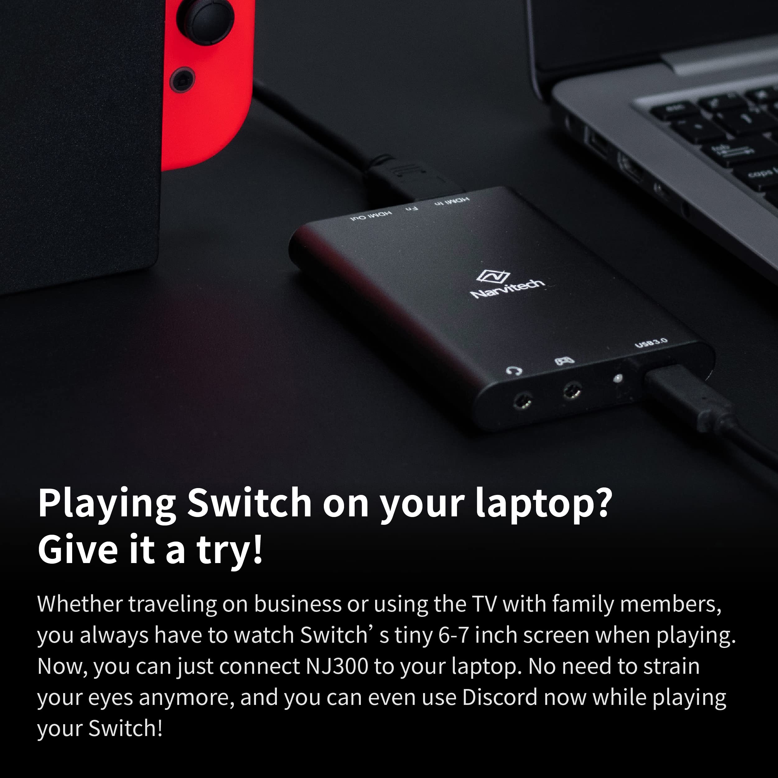 Narvitech NJ300, External Capture Card. 4K60 Passthrough, Stream and Record in 1080P60 with ultra-low latency on PS5, PS4, Xbox Series X/S, in OBS and more, on PC and Mac. Supports Party Chat capture.