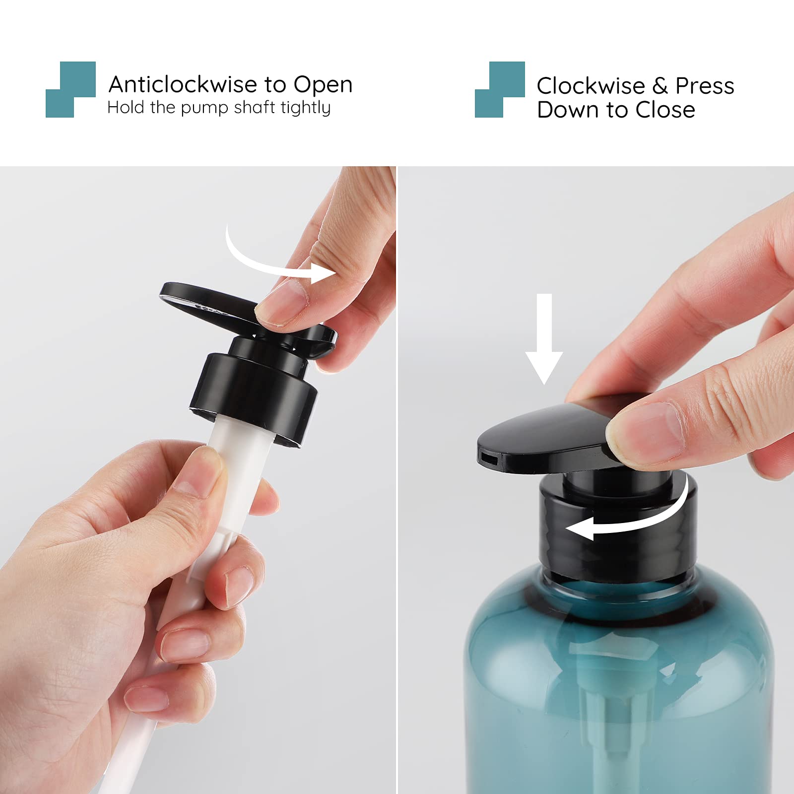 Segbeauty Shampoo Bottles with Pump, 16oz Empty Refillable Shower Bottle, 3 Pack 500ml Plastic Reusable Squeeze Lotion Dispenser for Shampoo and Conditioner Body Wash Liquid Soap Gel Bathroom Hotel