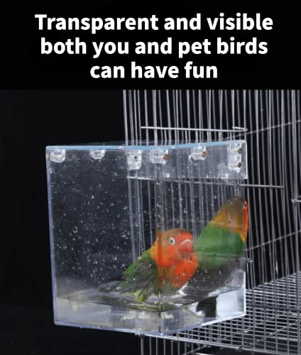 Bath Cage, Cleaning Pet Supplies Cockatiel Bird Bathtub with Water Injector for Small and Medium Birds Parrots Spacious Parakeets Portable Shower for Square Birdcage