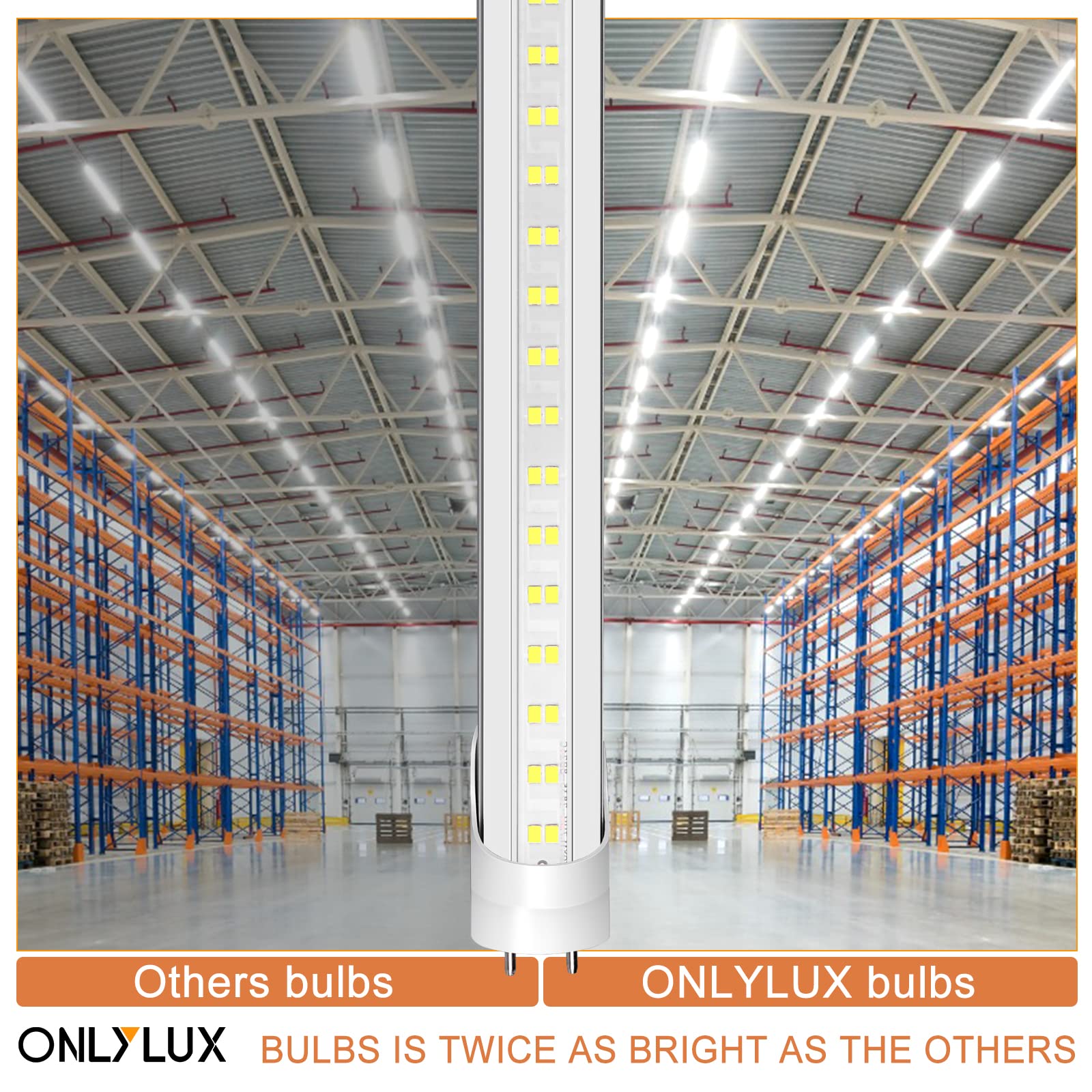 ONLYLUX Led Tube Lights 4ft, 4 Foot Led Bulbs 24-Pack 28W 5000K 4000lm Daylight T8 T10 T12 Fluorescent Replacement Dual Ended Power Clear Lens