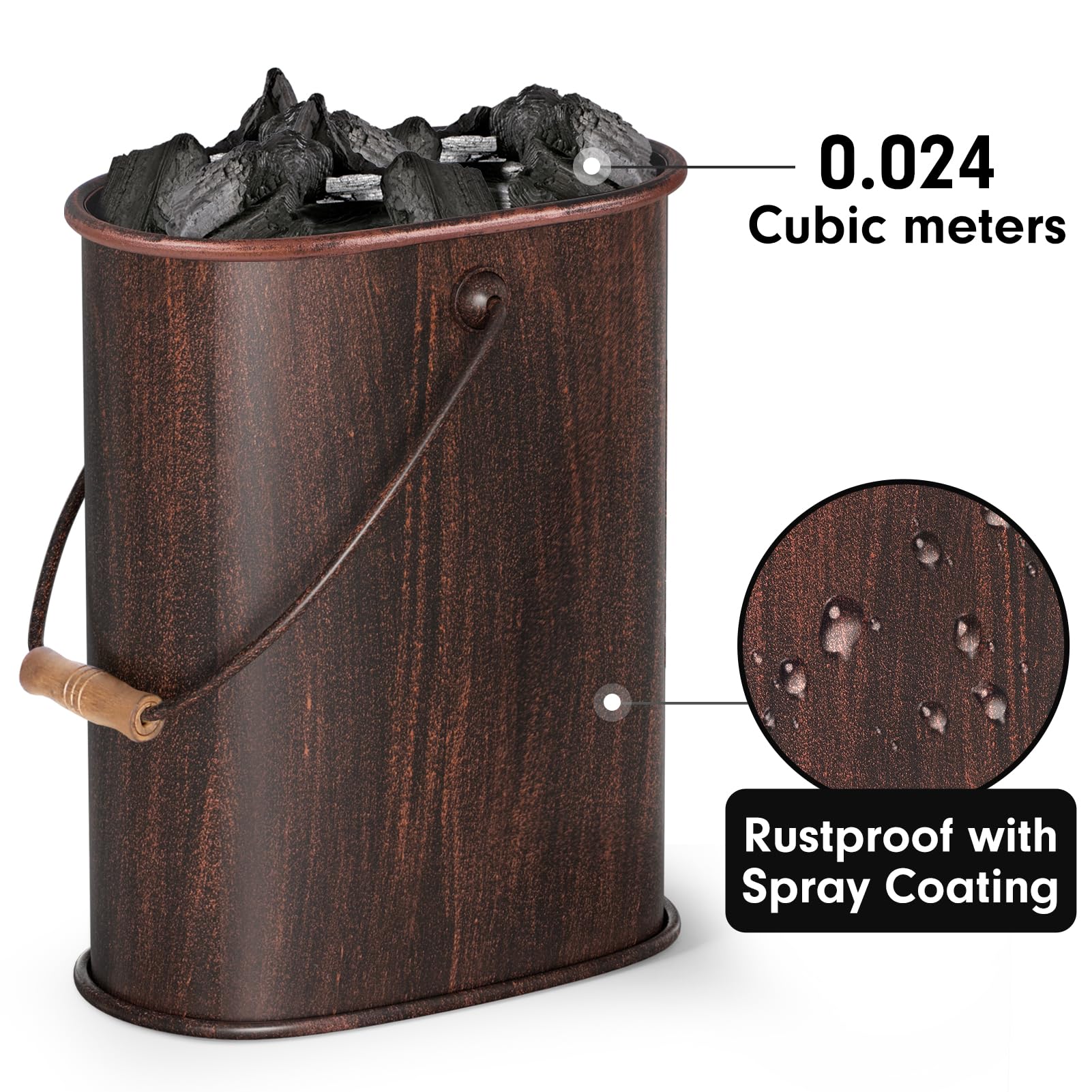 AMAGABELI GARDEN & HOME Ash Bucket with Lid Outdoor and Indoor Coal Bucket for Fireplace Medium Fire Bucket Metal Ash Can for Grill Charcoal Bucket Essential Tools for Indoor Fireplace Fire Pit Bronze