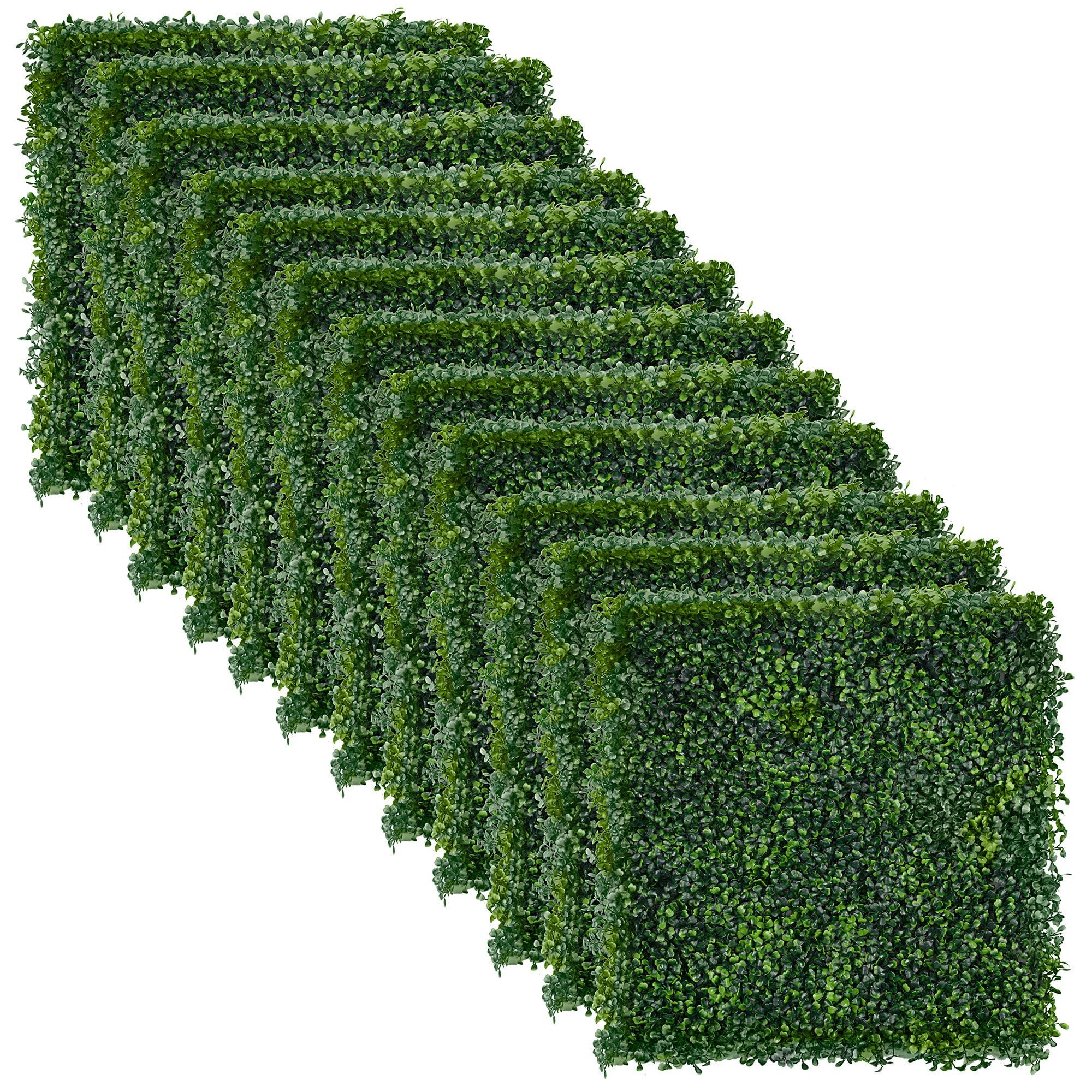 A & R 12 PCS 20"x20" Artificial Grass Wall - UV Protected Boxwood Hedge Wall Panels - Suits for All Decorations