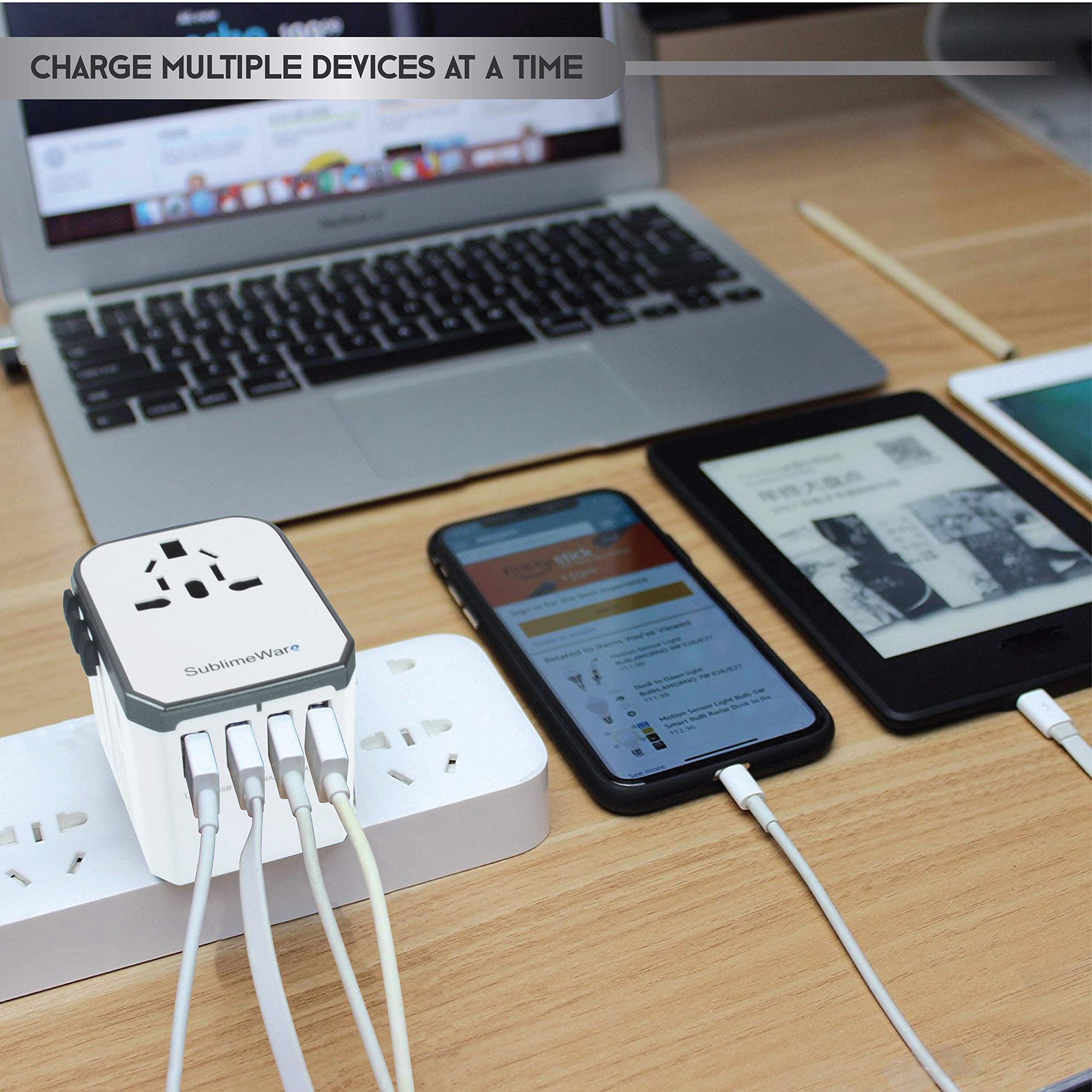 Power Plug Adapter - International Travel (w/5 USB Ports and USB Type C)- Work 150+ Countries - 220 Volt Travel Adapter - Type C A G I A/C - UK Japan China EU Europe European
